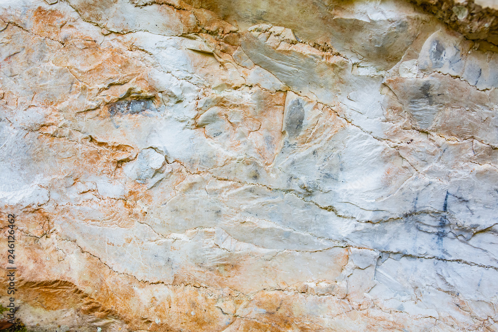 Closeup - beautiful structure of an ancient rock texture formation ...