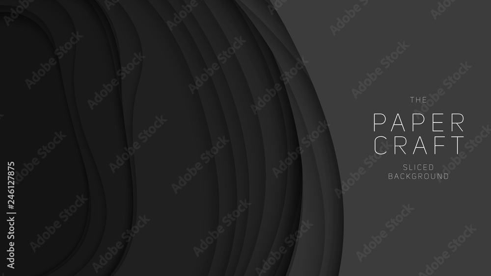 Vector 3D abstract background with paper cut shapes. Dark carving art ...
