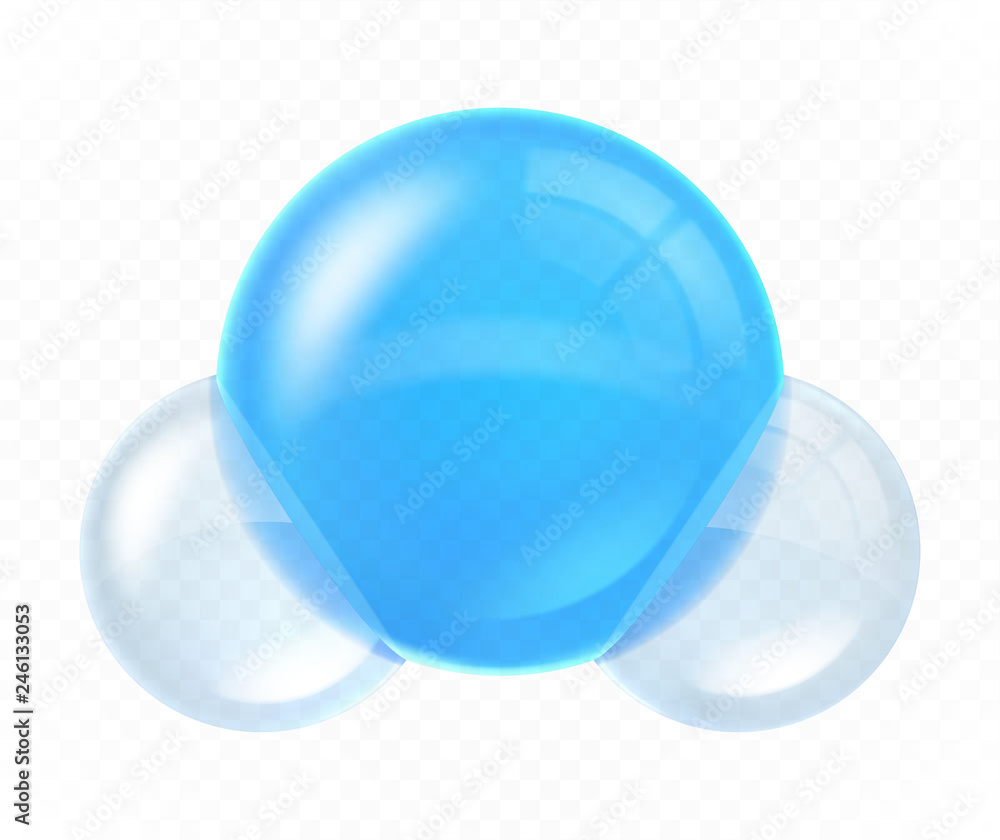 Molecule of water isolated on transparent background. Realistic vector ...