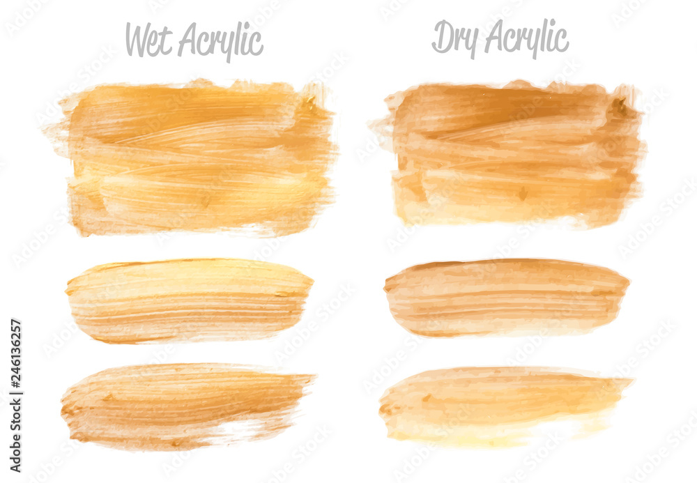 Vector gold paint smear stroke stain set. Abstract gold glittering ...