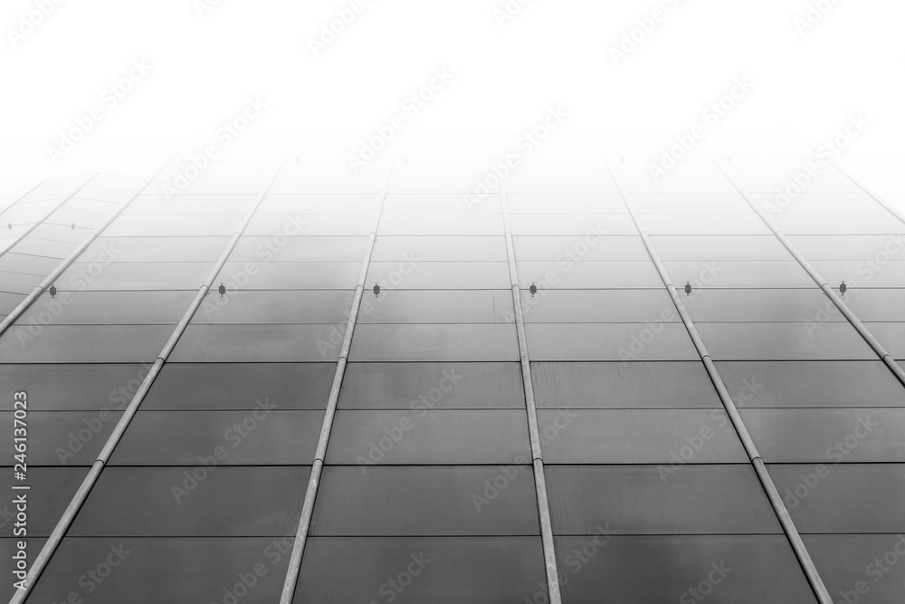 Building facade with modern window design for steel glass office tower ...