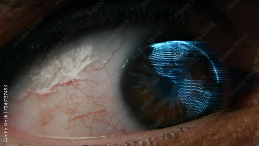Futuristic eye scan with 3D world map imprinted on eyeball 素材庫影片 ...