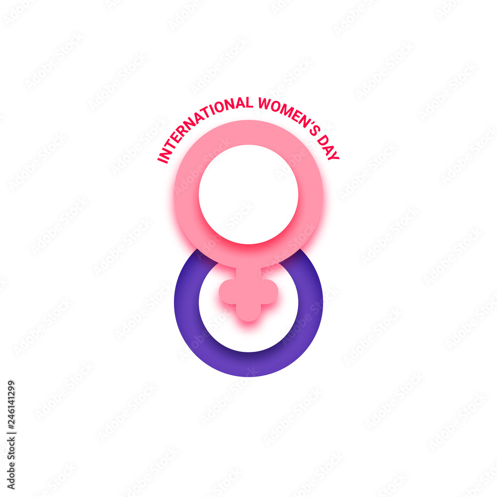 Figure eight. Symbol of the woman. Paper art of pink Figure eight template on the Women's Day ...