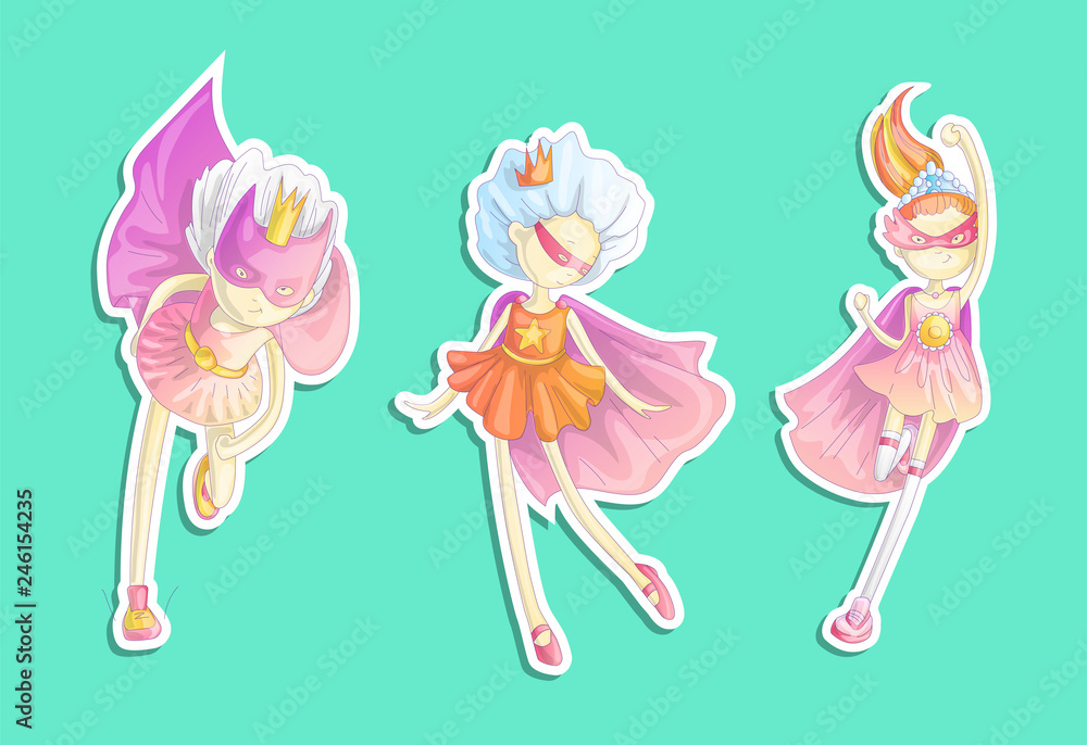 Superhero princess, little teen girl as a superhero vector cartoon ...