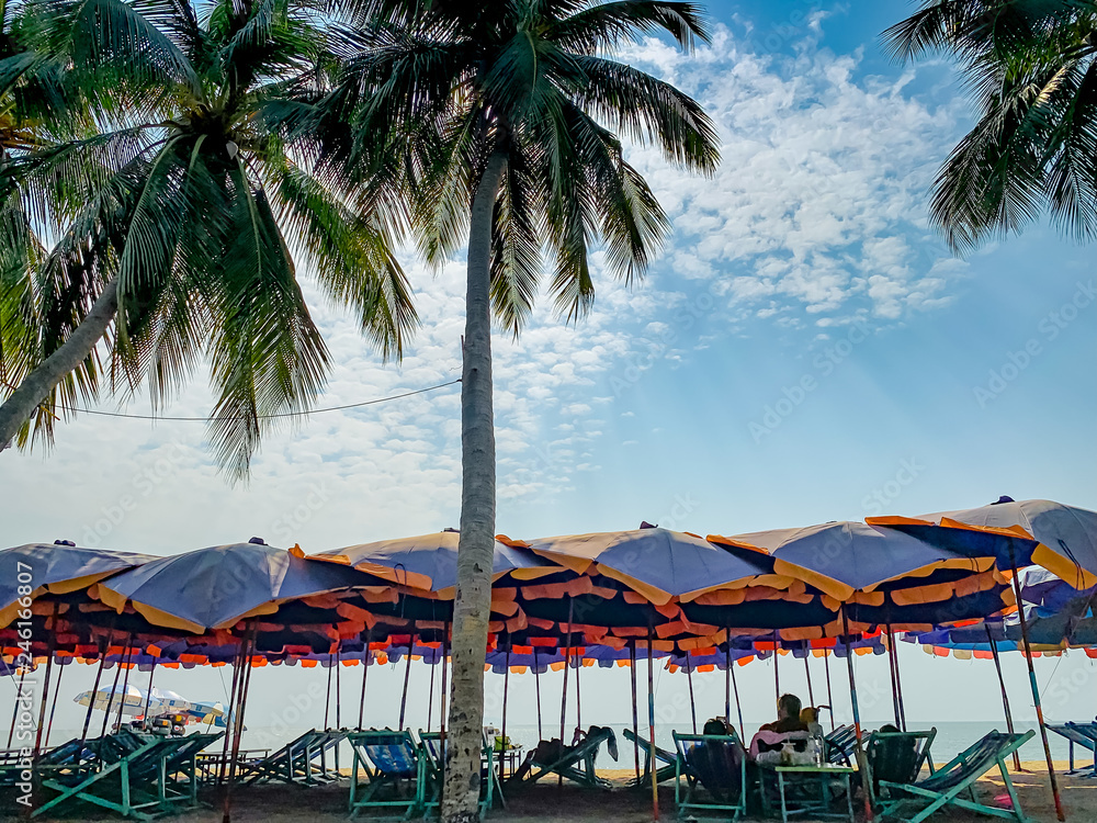 Fotografia do Stock: Bangsaen beach in Thailand is a beach town along ...