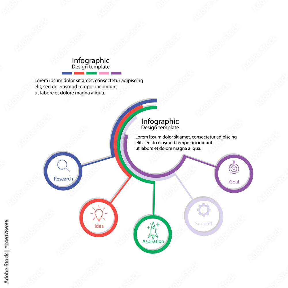 Vector Infographic design template with icons and 5 numbers options or ...
