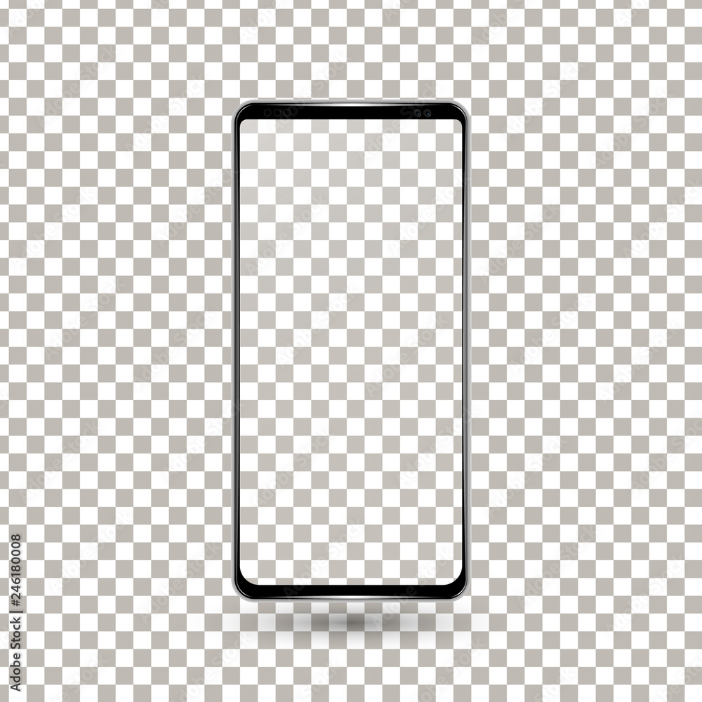 New frameless phone front black vector drawing eps10 format isolated on ...