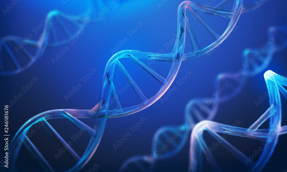 DNA helix, molecule or atom, Abstract structure for Science or medical ...