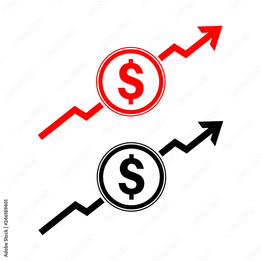 Dollar sign icon and incremental arrow for business growth and ...