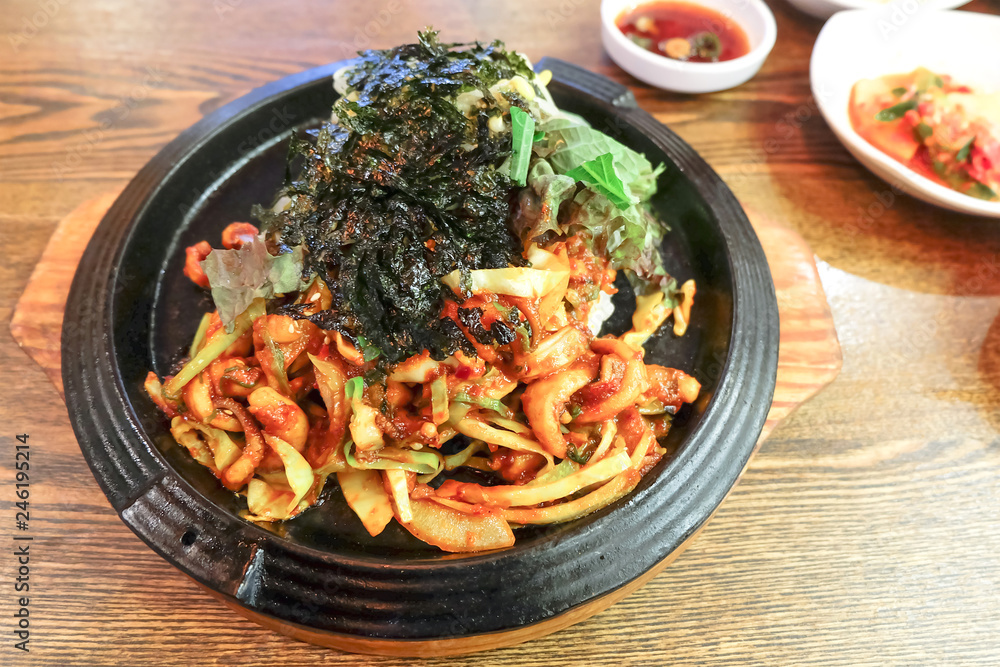 Jukkumi Bokkeum, Traditional Korean dish. This is vegetables with pork ...