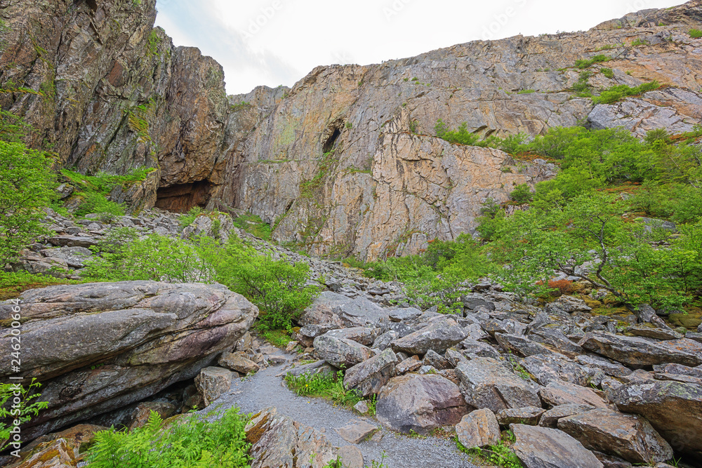 The access of the Torghatten tunnel seen from the eastern access path ...