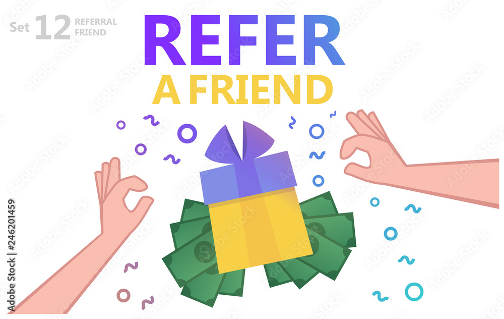 Social media concept. Refer friends. Vector cartoon flat Illustration ...