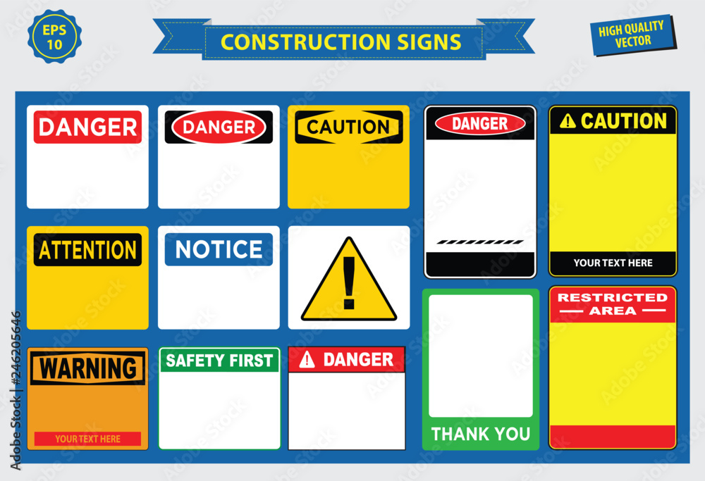 set of construction sign template. easy to modify Stock Vector | Adobe Stock