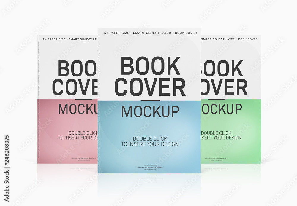 3 Book Covers Isolated on White Mockup Stock Template | Adobe Stock