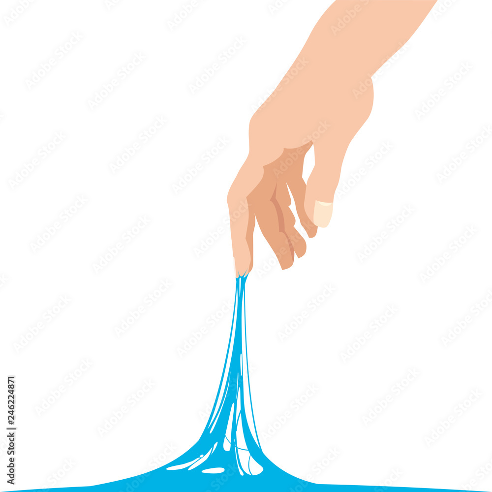 Sticky slime reaching stuck for hand, blue banner template. Popular ...