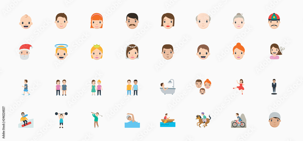 Set of avatars of happy people of different positions and age ...