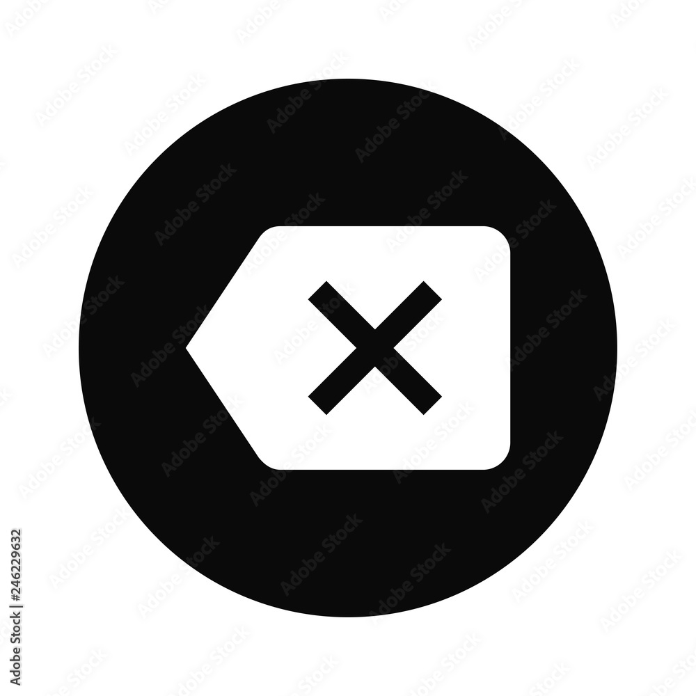 Filled Backspace icon vector isolated on white background. Modern ...