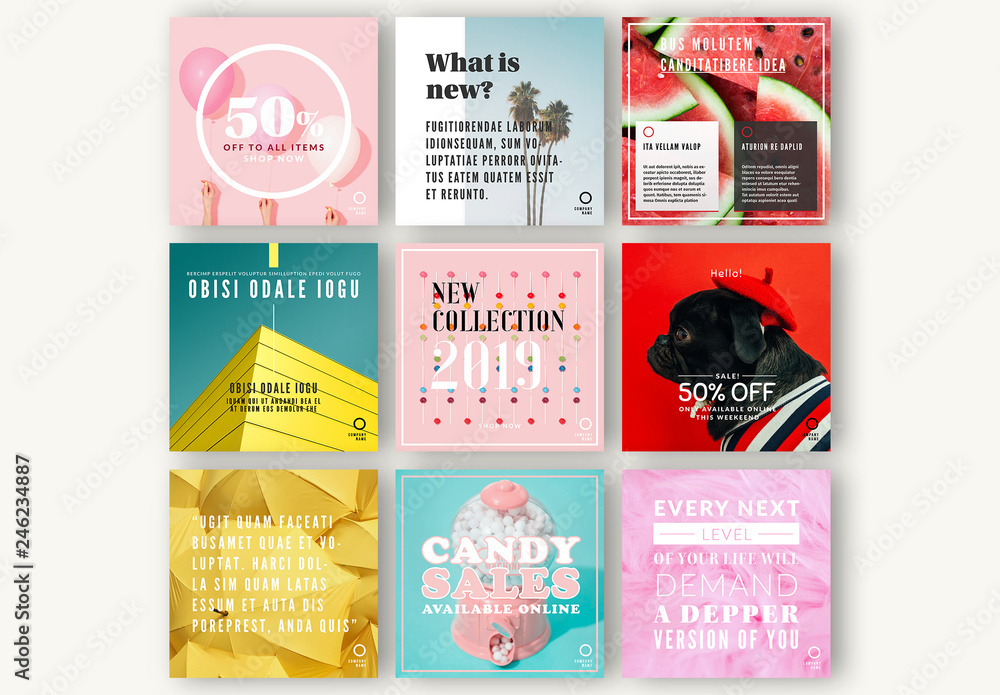 Social Media Post Layout Set Stock Template | Adobe Stock