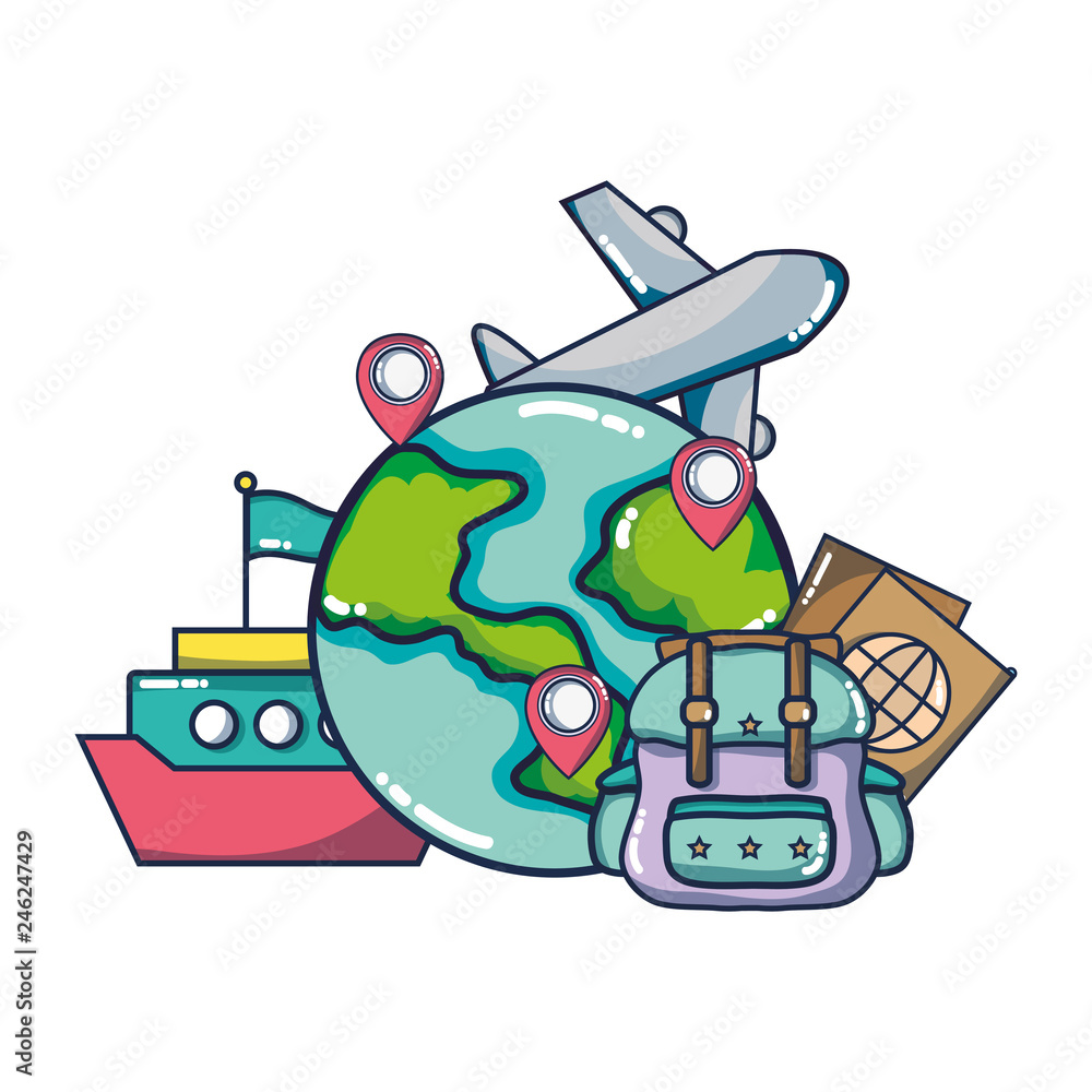 vacation trip cartoon Stock Vector | Adobe Stock