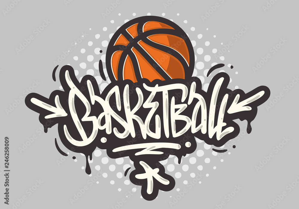 Basketball Themed Hand Drawn Brush Lettering Calligraphy Graffiti Tag ...