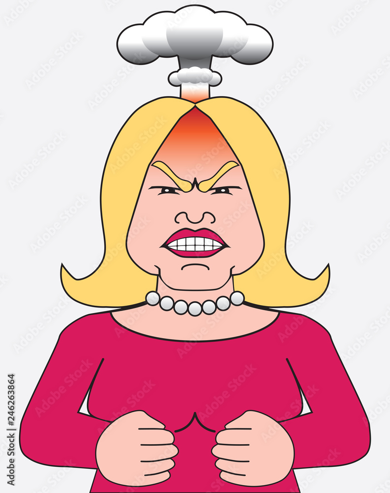 Angry Cartoon Woman Stock Vector | Adobe Stock