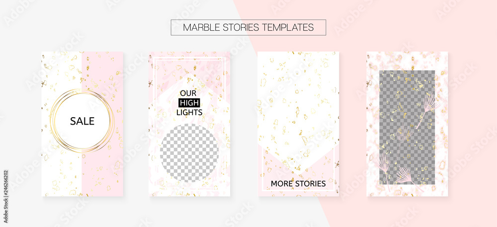 Stories Template Cool SMM Vector Layout. Social Media Blogger Cards Set ...