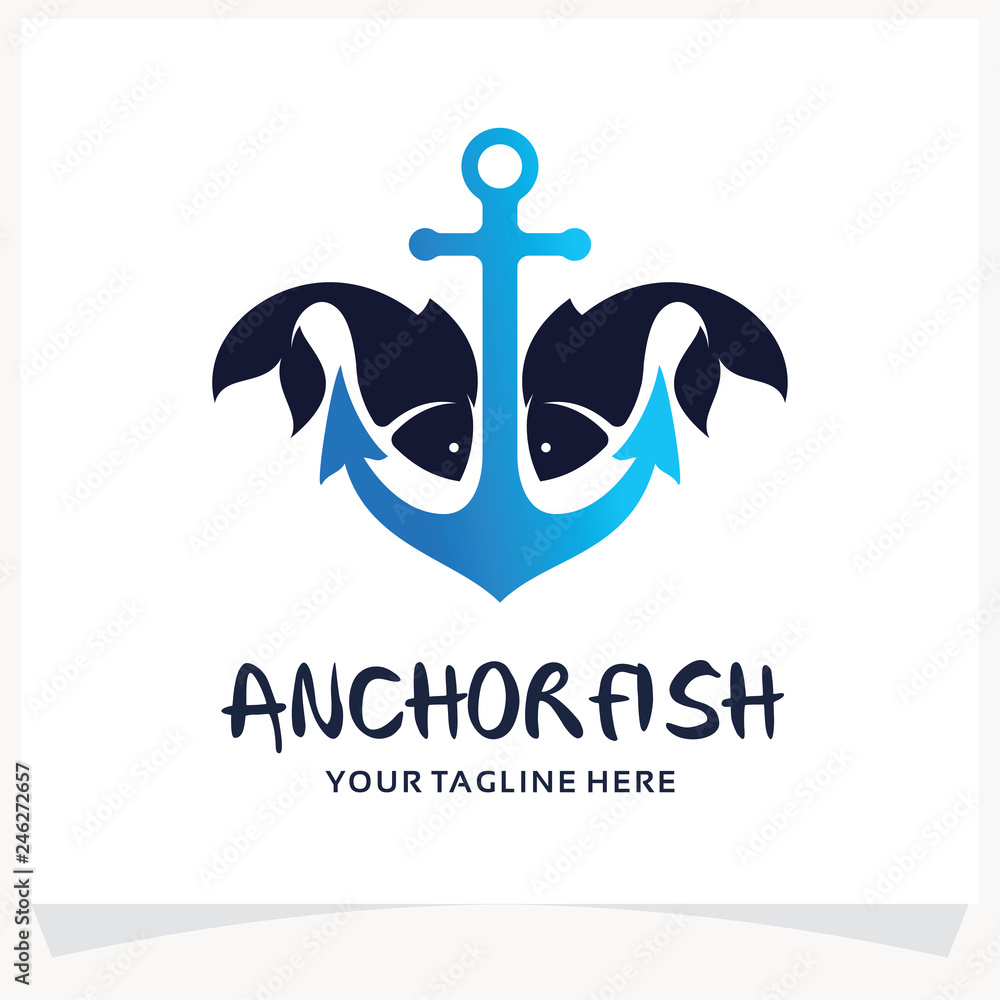 Anchor Fish Logo Design Template Inspiration Stock Vector | Adobe Stock