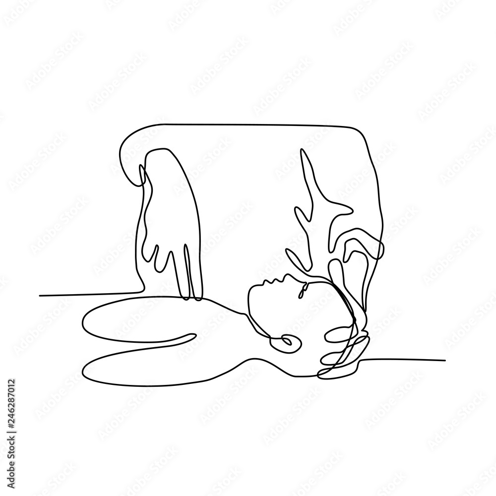 Continuous line illustration of an adult performing cardiopulmonary ...