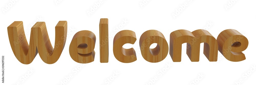 welcome word in 3d rendering word woth wooden texture Stock ...