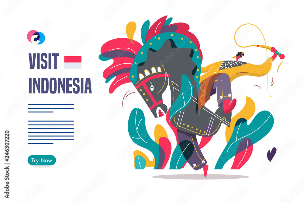 Jaranan Javanese trance dance Indonesia. Vector illustration Stock ...