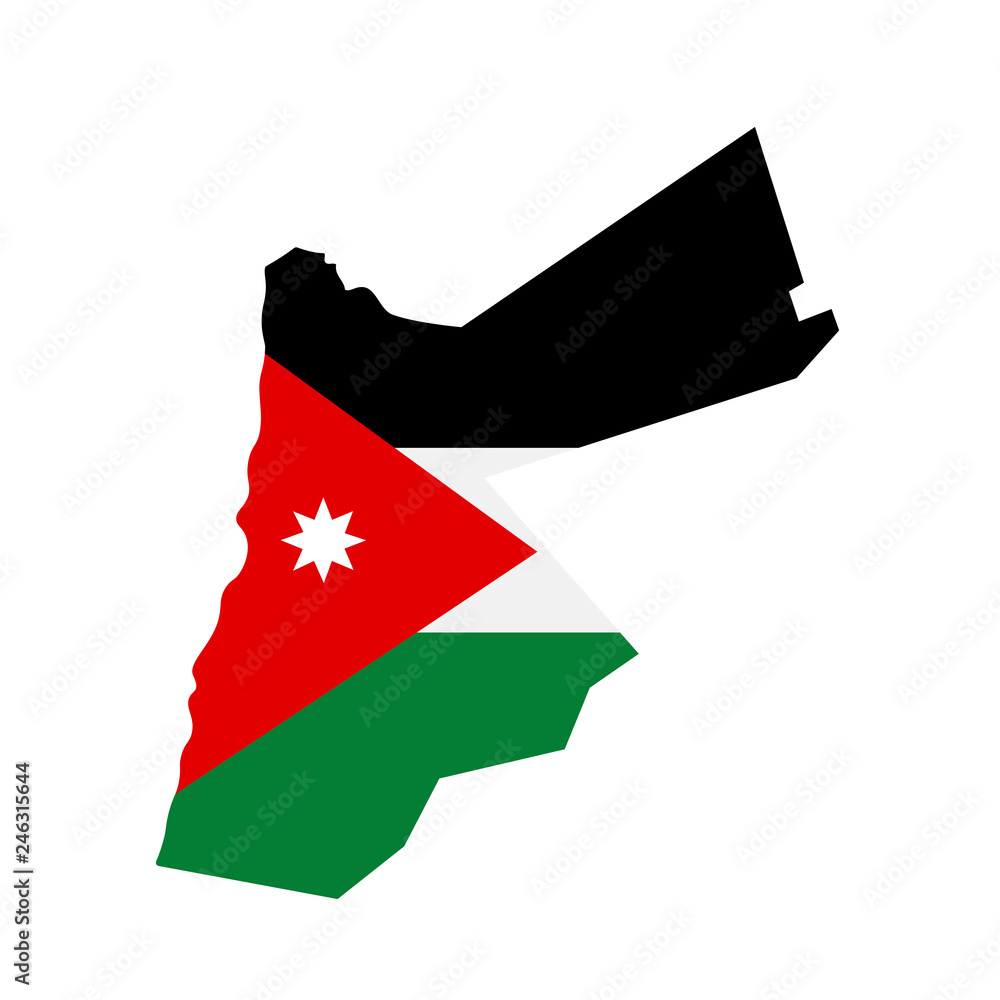 map of Jordan - flag Stock Vector | Adobe Stock