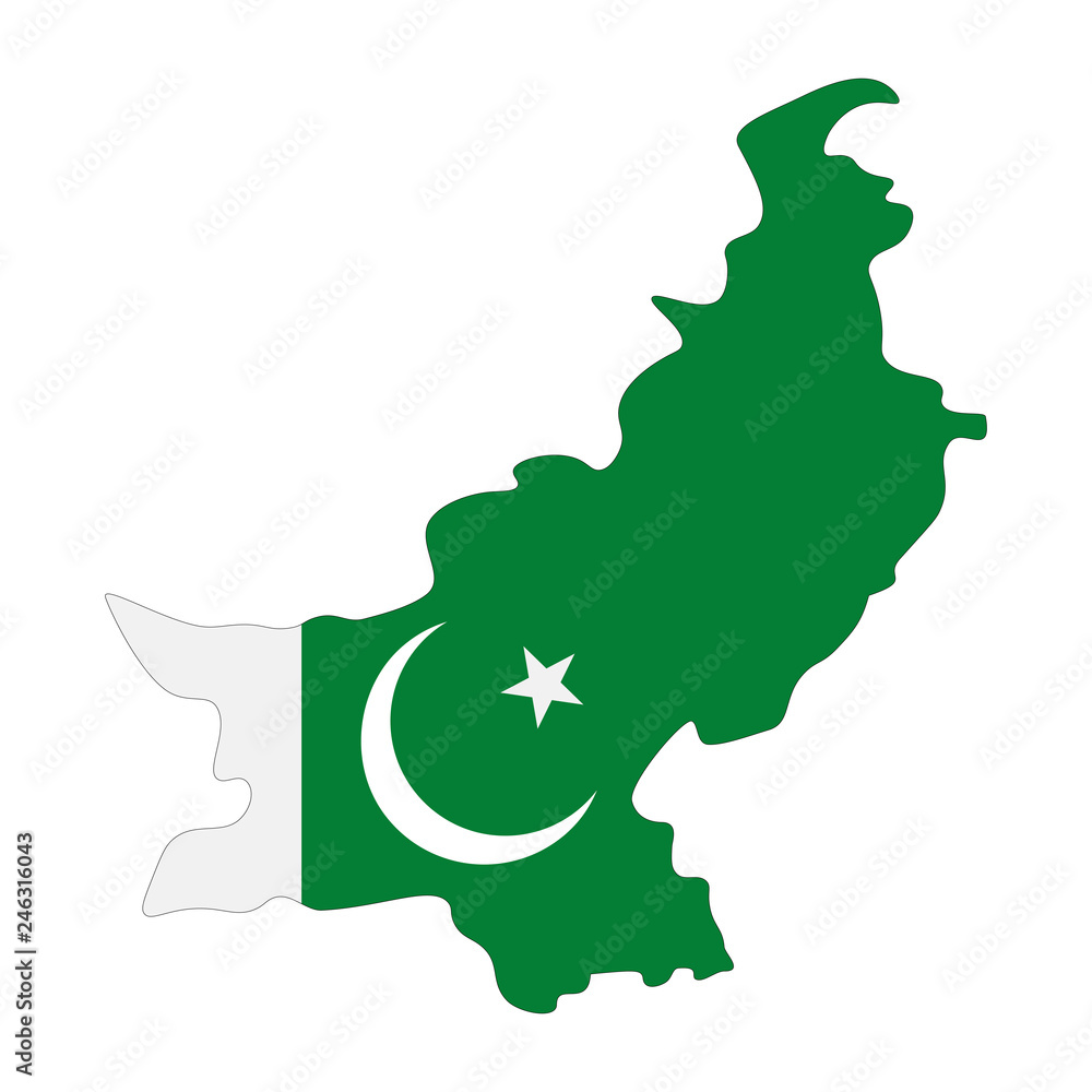 map of Pakistan - flag Stock Vector | Adobe Stock