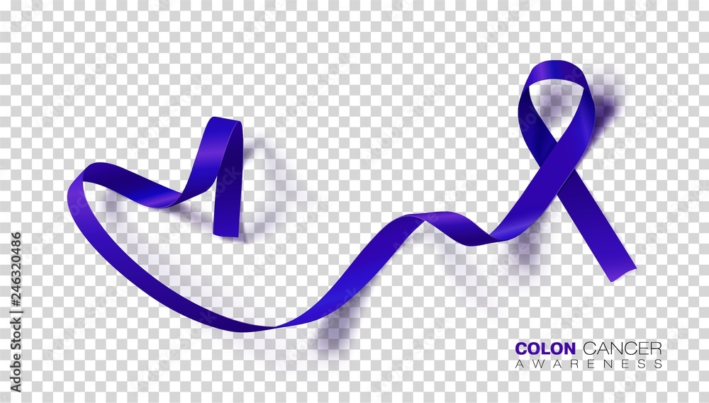 Colon Cancer Awareness Month. Dark Blue Color Ribbon Isolated On ...