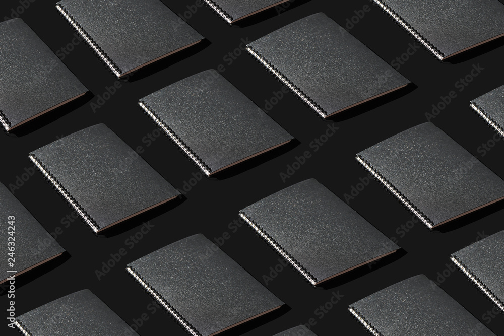 textbook in black dark sheme at the black background for design Stock ...