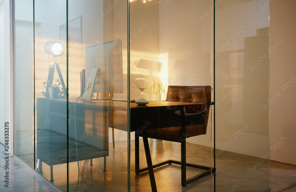 Soho office interior with loft style interior design . Stock Photo ...