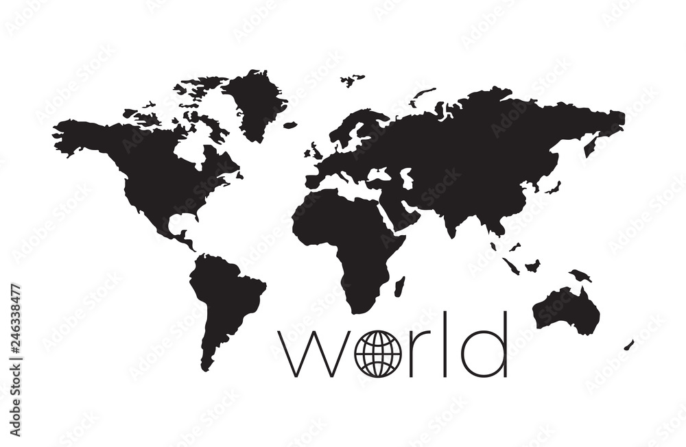 vector world map and world word logo Stock Vector | Adobe Stock