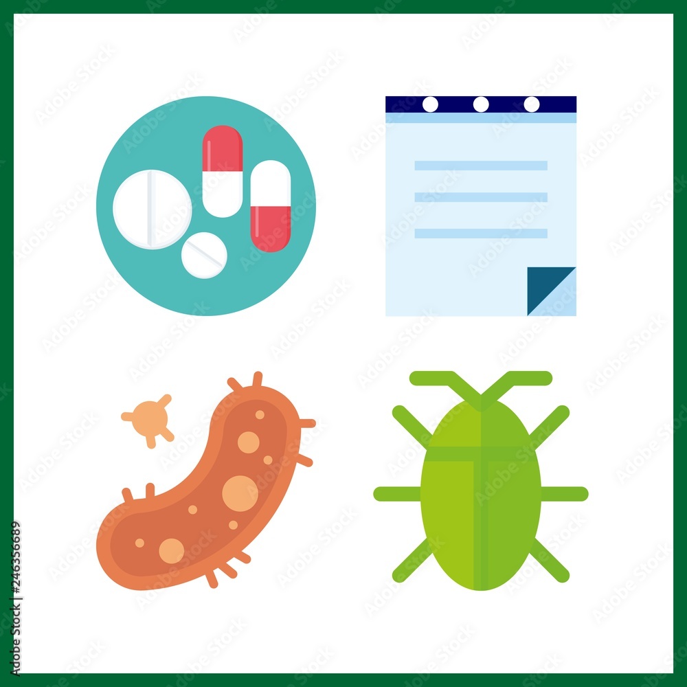 4 illness icon. Vector illustration illness set. prescription and pills ...