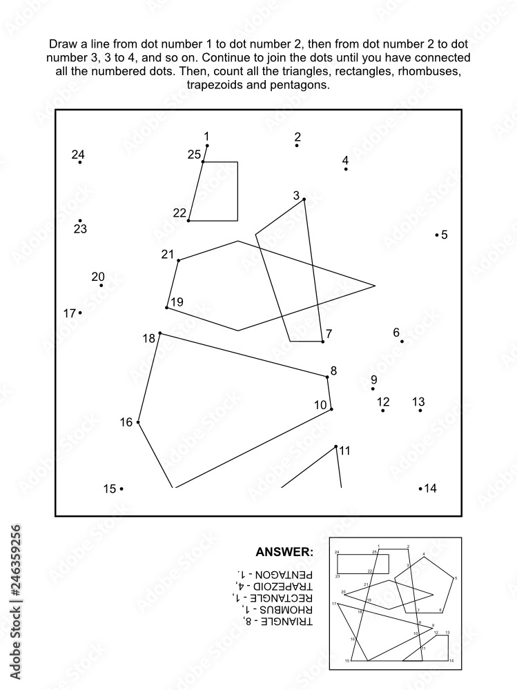 Math connect the dots picture puzzle and counting game (suitable both ...