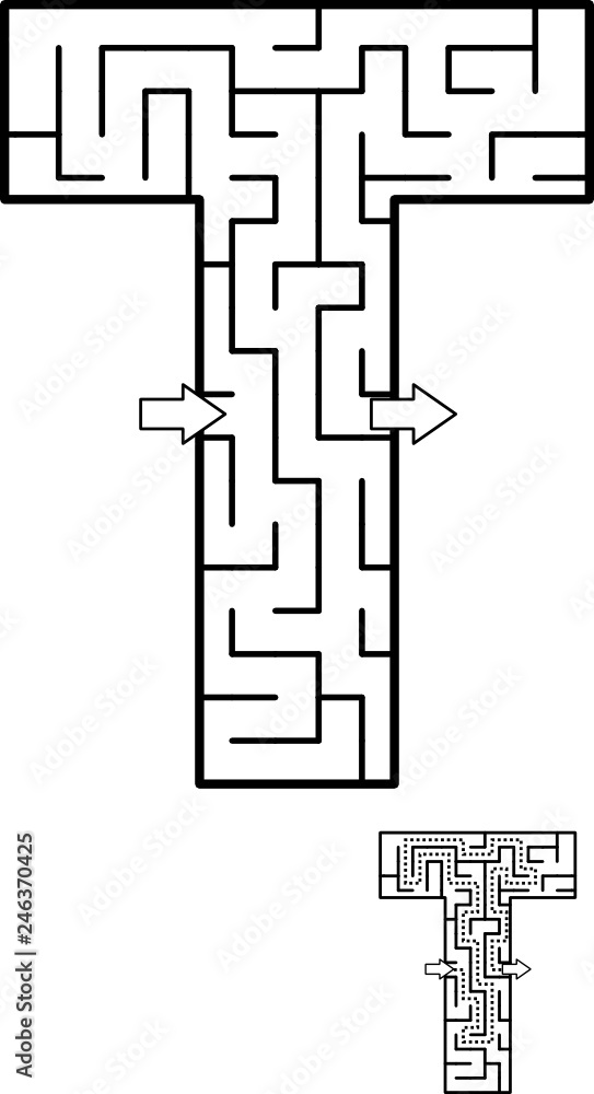 Alphabet learning fun and educational activity for kids - letter T maze ...