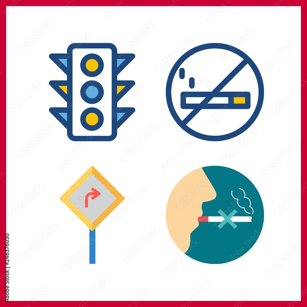 4 warning icon. Vector illustration warning set. no smoking and road ...