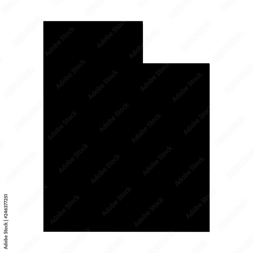 Utah, state of USA - solid black silhouette map of country area. Simple ...