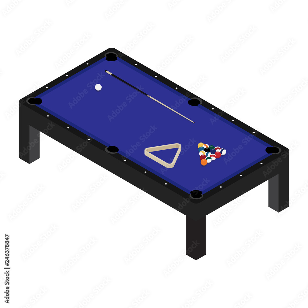 Vector illustration realistic pool table with set of billiard balls ...
