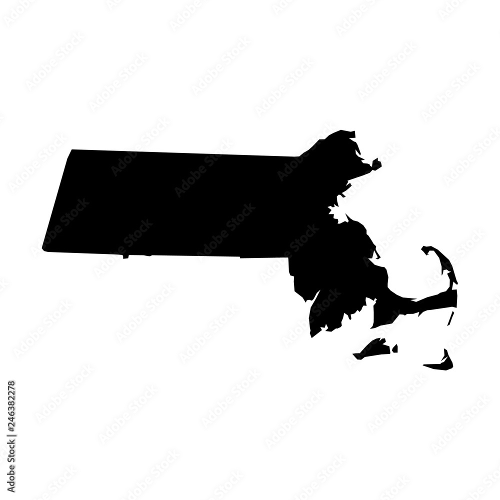 Massachusetts, state of USA - solid black silhouette map of country ...