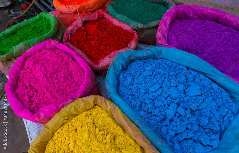 Color powder, Kathmandu City, Kathmandu Valley, Nepal, Asia Stock Photo ...