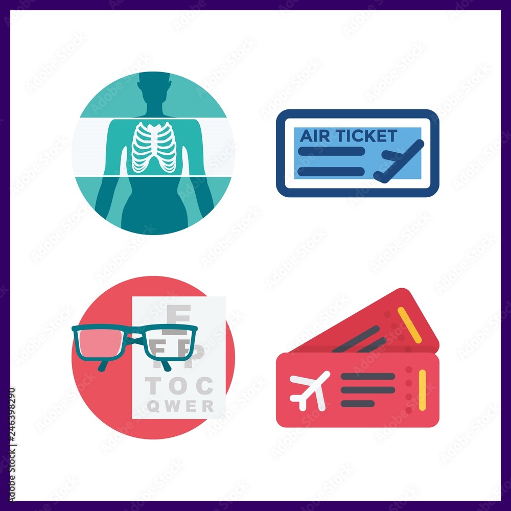 4 check icon. Vector illustration check set. snellen chart and x ray ...