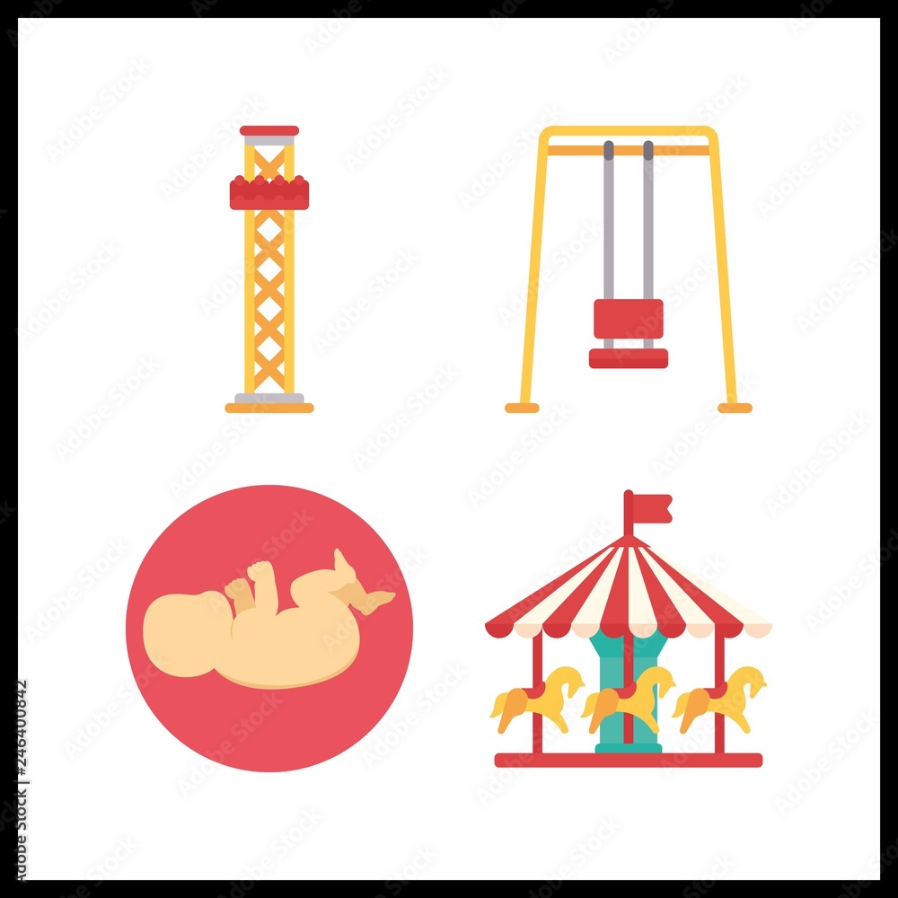 4 child icon. Vector illustration child set. swing and newborn icons ...