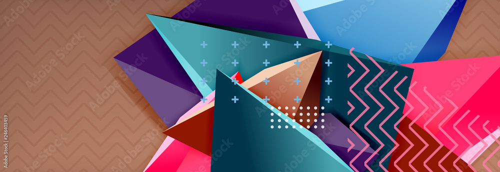 3d Triangular Shapes Geometric Background Origami Style Pattern With