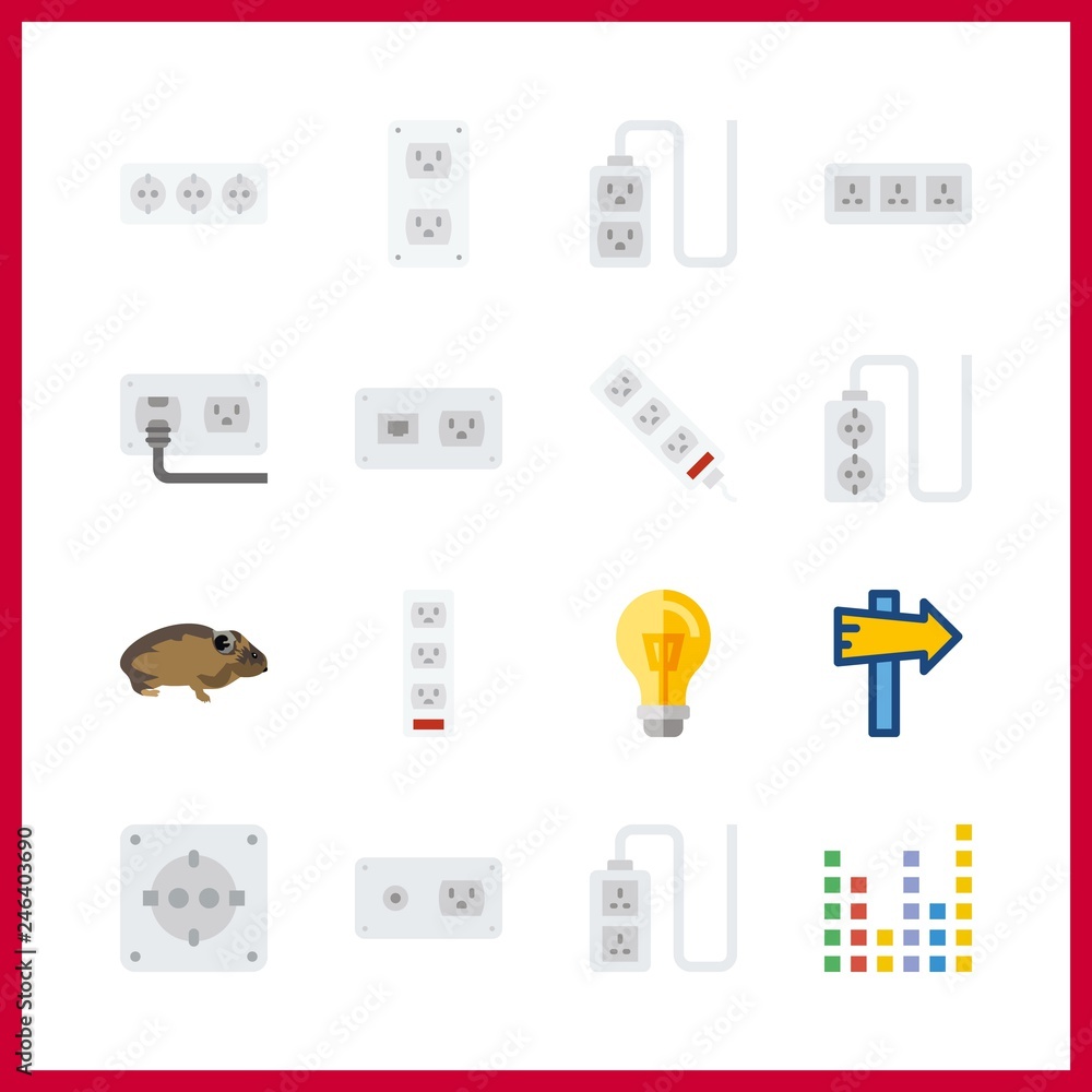 16 electrical icon. Vector illustration electrical set. mouse and ...