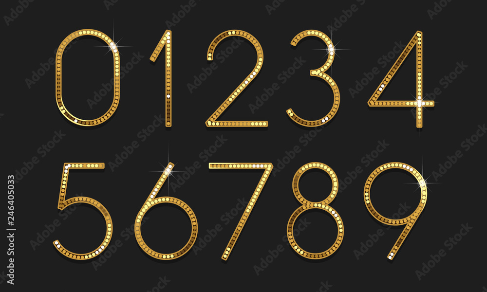 Golden font numbers vector Stock Vector | Adobe Stock