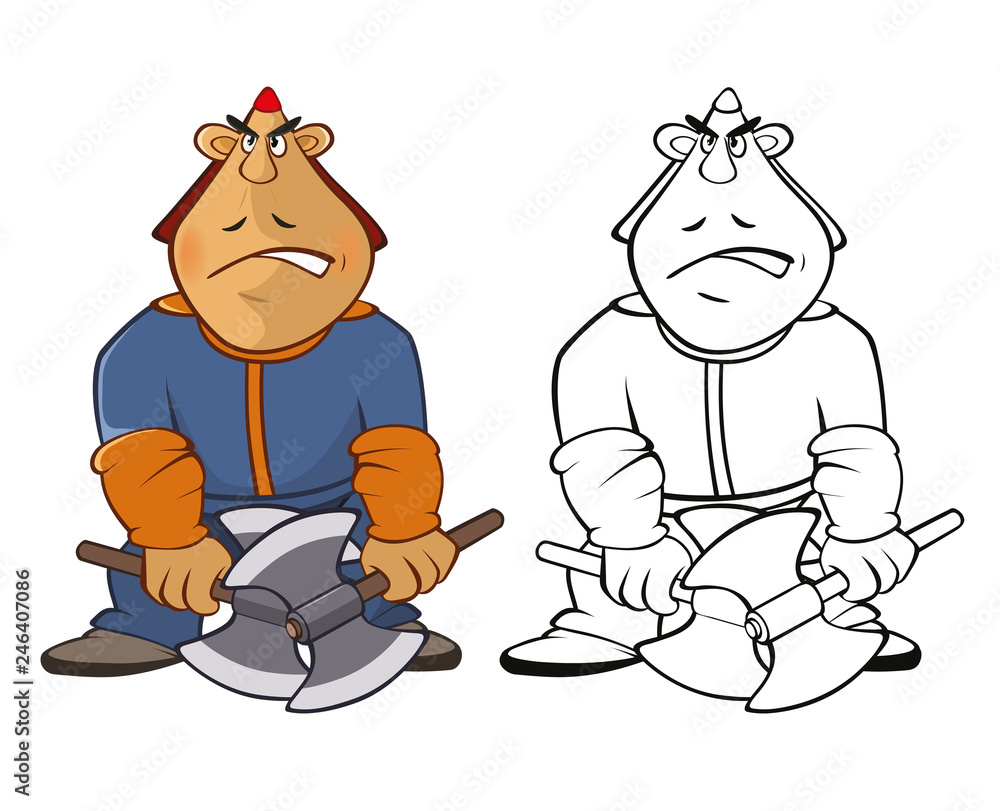 Vector Illustration of a Soldier Mongol. Coloring Book Cartoon Stock ...